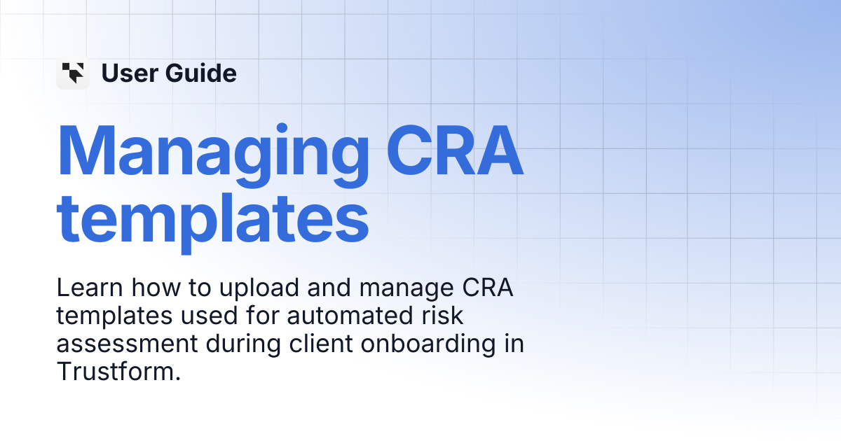 Managing CRA templates | User Guide